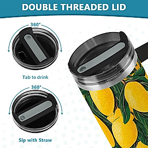 Selerdon 40 oz Tumbler Mangos with Handle and Straw Lid Vacuum Stainless Steel Insulated Water Bottle Travel Mug Car Cup Holder Friendly BPA Free for Gym Travel Office