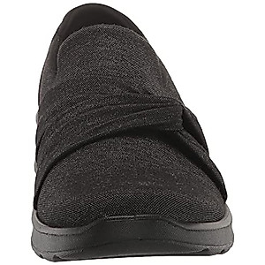 BZees Women's Glimmer Slip-Ons Loafer, Black Shimmer, 10