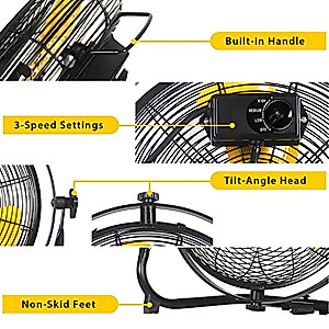 VENTISOL 24 Inch 2-in-1 High Velocity Floor or Wall Mounted Fan 6,937 CFM Orbital Metal Fan with 720° Tilting,3-Speed for Commercial,Residential,Industrial,Factory.Garage,Greenhouse,Basement