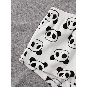 SweatyRocks Women's Fuzzy Pajamas Set Crop Tank Top with Shorts Loungewear Panda White S