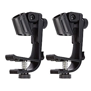 Drum Mircophone Clips Adjustable Mic Mount Snare Rim Clamp Holder, Black 2 Packs