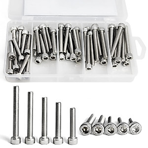 M6 x 30mm 35mm 40mm 45mm 50mm Socket Head Cap Screws Bolts 304 Stainless Steel Machine Metric Hex Socket Screw, 50PCS