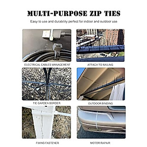 HS Plastic Zip Wire Ties Black Nylon Cable Zip Ties for Fencing Travel Outdoor Purpose, Cable Ties 14 Inch 50 LBS UV Resistant 500 Pieces