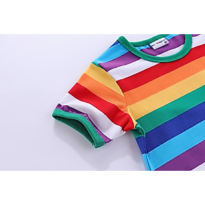 Mud Kingdom Toddler Boys T-Shirts Short Sleeve Rainbow Stripe 24 Months