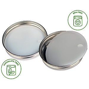 Leak Proof Platinum Silicone Sealing Lid Inserts/Liners for Mason Jars (10 Pack, Wide Mouth)