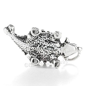 Dinosaur charm Ankylosaurus charm Pendant 925 Sterling Silver solid .925 3D