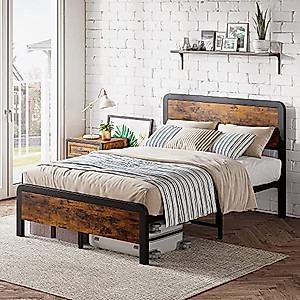 Alkmaar Full Bed Frame with Headboard, Platform Bed Frame with Safe Rounded Corners & Strong Metal Slats Support, Mattress Foundation, Noise-Free, No Box Spring Needed