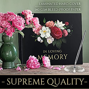 Black Loving Memory Guest Book, Floral Design Funeral Guestbook with Pen, Memorial Service Guest Book, Memorial Guest Book, Memorial Book, Funeral Book, Signature Book, Funeral Book Guest (FGB001)