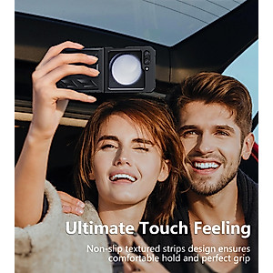 FNTCASE for Samsung Galaxy Z-Flip5 Case: Military Grade Protection Shockproof Cell Phone Cover with Built-in Screen Protector & Kickstand | Protective Rugged Armor Case for Z Flip 5 (2023) - Black