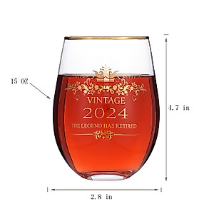 wufengye 2024 Retirement Gifts for Woman Man The Legend Has Retired Funny Retiring Gifts for Women Men Coworker Teacher Nurse Female Friends Mom Grandma 15 Ounce Wine Glasses Water Tumbler Juice Cup
