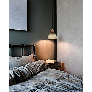 2 Pack 1 Light 8” Vintage Gold Pendant Light Fixtures,Industrial Hammer Metal Hanging Light Rubber Wood Brushed Brass Finish Pendant Lamp for Kitchen Island,Farmhouse Dining Room Over Sink