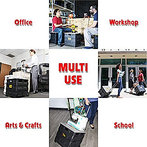 dbest products Quik Cart Collapsible Rolling Crate on Wheels for Teachers Tote Basket 80 lbs Capacity, Made from Heavy Duty Plastic and Used as a Seat, Grey