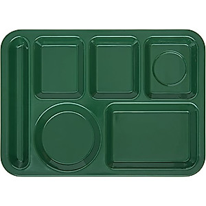 Carlisle FoodService Products Left-Hand Heavyweight 6-Compartment Melamine Tray 10" x 14" - Forest Green