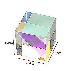 F-ber 1Pcs Optical Glass RGB Dispersion Prism X-Cube for Physics Teach Decoration Art 15x15x15mm/0.59'' x 0.59'' x 0.59"