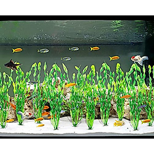 MyLifeUNIT Artificial Seaweed Water Plants for Aquarium, Plastic Fish Tank Plant Decorations 10 PCS (Green)