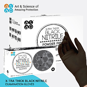 ASAP Black Nitrile Gloves Small - 4 Mil Black Exam Gloves, Black Latex Free Gloves, Powder Free Gloves - Medical, Food Safe, Disposable Black Gloves - Small Black Nitrile Gloves - Box of 100