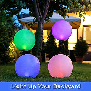 TIALLY Floating Pool Lights Solar Powered - 16" Full Moon Inflatable Led Lights for Pool, Floating Pool Light Ball for Swimming Pools, Ponds, Patio, Wedding, Pool Party Decor- 2 Pack