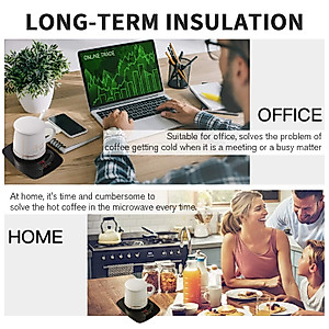 nicelucky Coffee Mug Warmer for Desk with Heating Function 25 Watt Electric Beverage Warmer with Adjustable Temperature 131℉/ 55℃or 167℉/ 75℃ (Without Mug) 2PCS