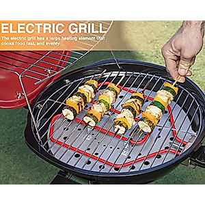 Homewell Electric BBQ Grill for Indoor & Outdoor Grilling with Warming Rack - Portable Patio Grill 1600 Watts (Red)