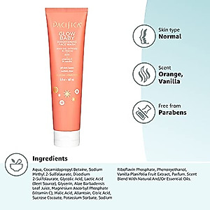 Pacifica Beauty Glow Baby Brightening Daily Face Cleanser | Exfoliate and Cleanse | Vitamin C, AHA, Vanilla | For All Skin Types | Sulfate and Paraben Free | Vegan and Cruelty Free | Clean Skin Care