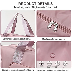 Large Capacity Folding Travel Bag, Lightweight Waterproof Luggage Bag, Expandable Travel Duffel Bag, Dry Wet Separated Gym Tote Bag, Weekender Overnight Bag for Women and Man (Pink)