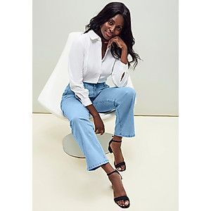 Jessica London Women's Plus Size True Fit Stretch Denim Wide Leg Jean - 22 W, Black