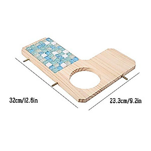Ichiias Hamster Platform Double-Sided Wooden Rabbit Pedal Small Pet Crystal Stone Cooling Mat Pad, Chinchilla Cage Sturdy Standing and Jumping Wooden Board for Cage Rat Cage