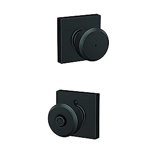 SCHLAGE F40 BWE 622 COL Bowery Knob with Collins Trim Bed & Bath Privacy Door Lock, Matte Black