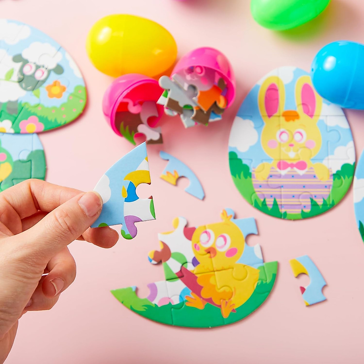 JOYIN 12 Pcs Easter Eggs Jigsaw Puzzle for Egg Hunt Game, School Activities Rewards, Kids Party Favors, Easter Basket Stuffers Fillers, Classroom Prize Supplies