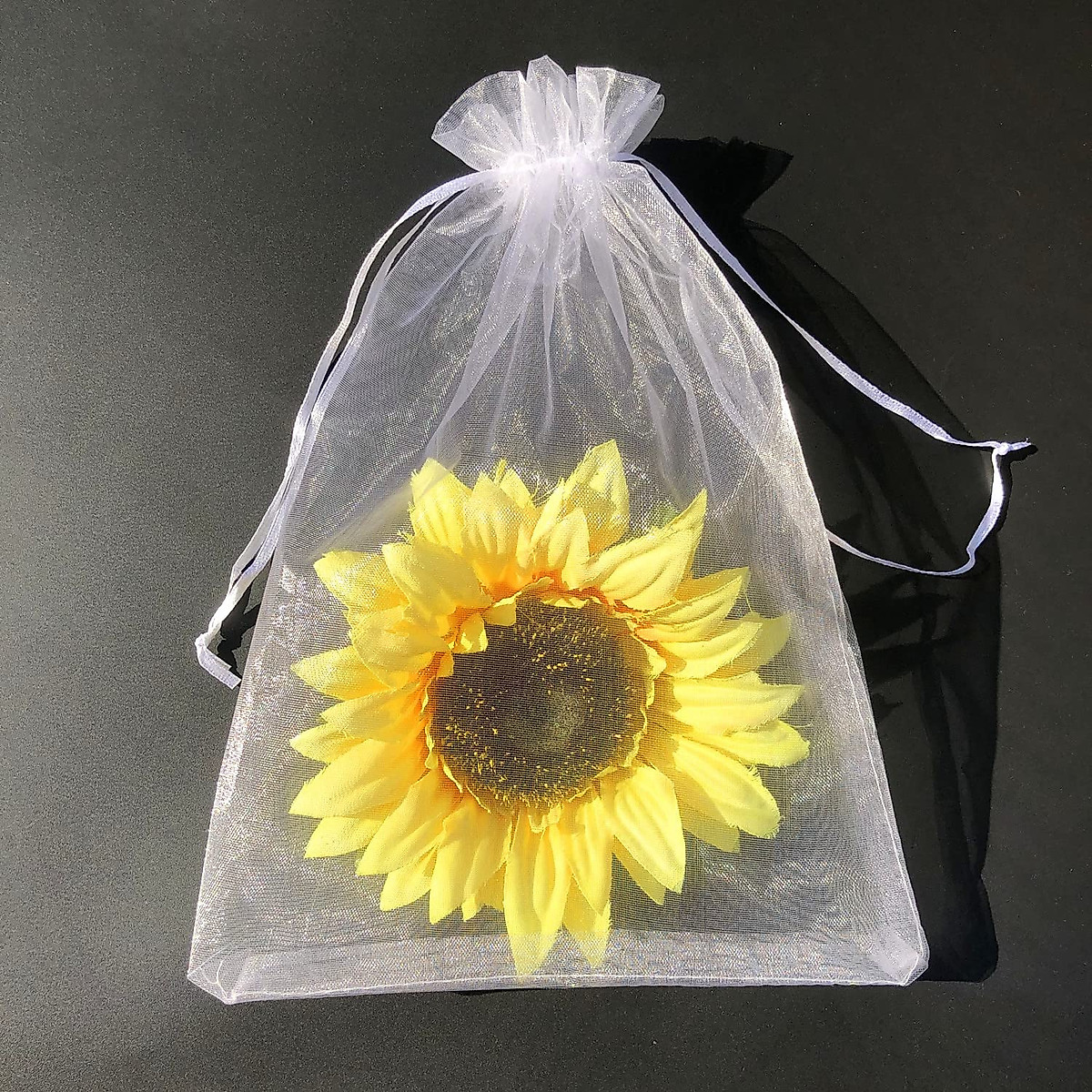 100 Pieces of 8X12Inches White Large Sheer Organza Bags Party Gift Wedding with Drawstrings Sachet Festivals Makeup Bags