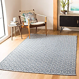 SAFAVIEH Montauk Collection Area Rug - 8' x 10', Ivory & Grey, Handmade Flat Weave Boho Farmhouse Cotton, Ideal for High Traffic Areas in Living Room, Bedroom (MTK333A)