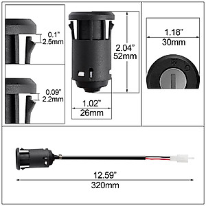Ignition Key Switch Lock 2 Wire - Key Switch Starter Parts for Electric Trike and Scooter, Golf Carts, Bikes