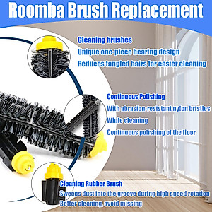 Replacement Parts for iRobot Roomba 600 500 Series 694 695 677 671 690 680 660 650 620 614 595 585 564 Vacuum Robotic,2 bristle brush, 2 beater brush, 8 spinning side brush, 8 AeroVac filters
