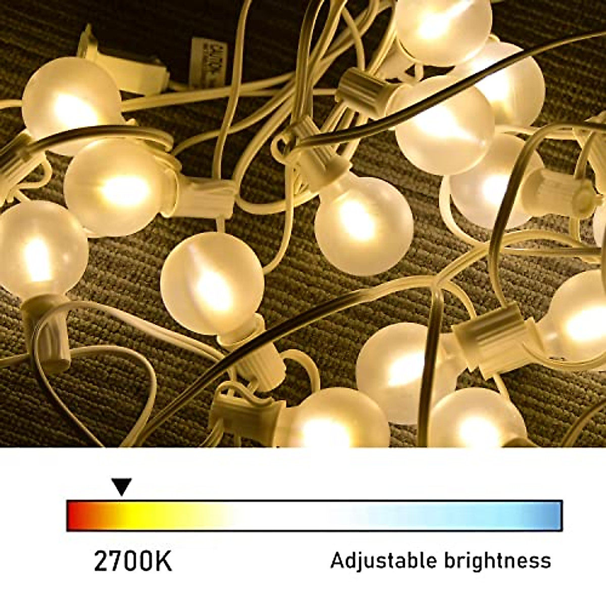 Outdoor LED String Lights, 50Ft G40 Outdoor Patio Lights with 52 Frosted White LED Globe Bulbs, Hanging Backyard Lights Waterproof for Indoor Outside Garden Bistro Pergola Tents Decorations, White