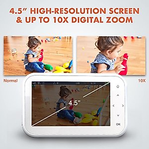 REXING BM1 Baby Monitor w/Recording Capabilities 4.5” IPS Display, 720p Video/Audio, Two-Way Talking, Microphone/Speaker, 1000ft Range, Night Vision,Thermal Monitor, Cry/Sound Detection,Lullaby Music