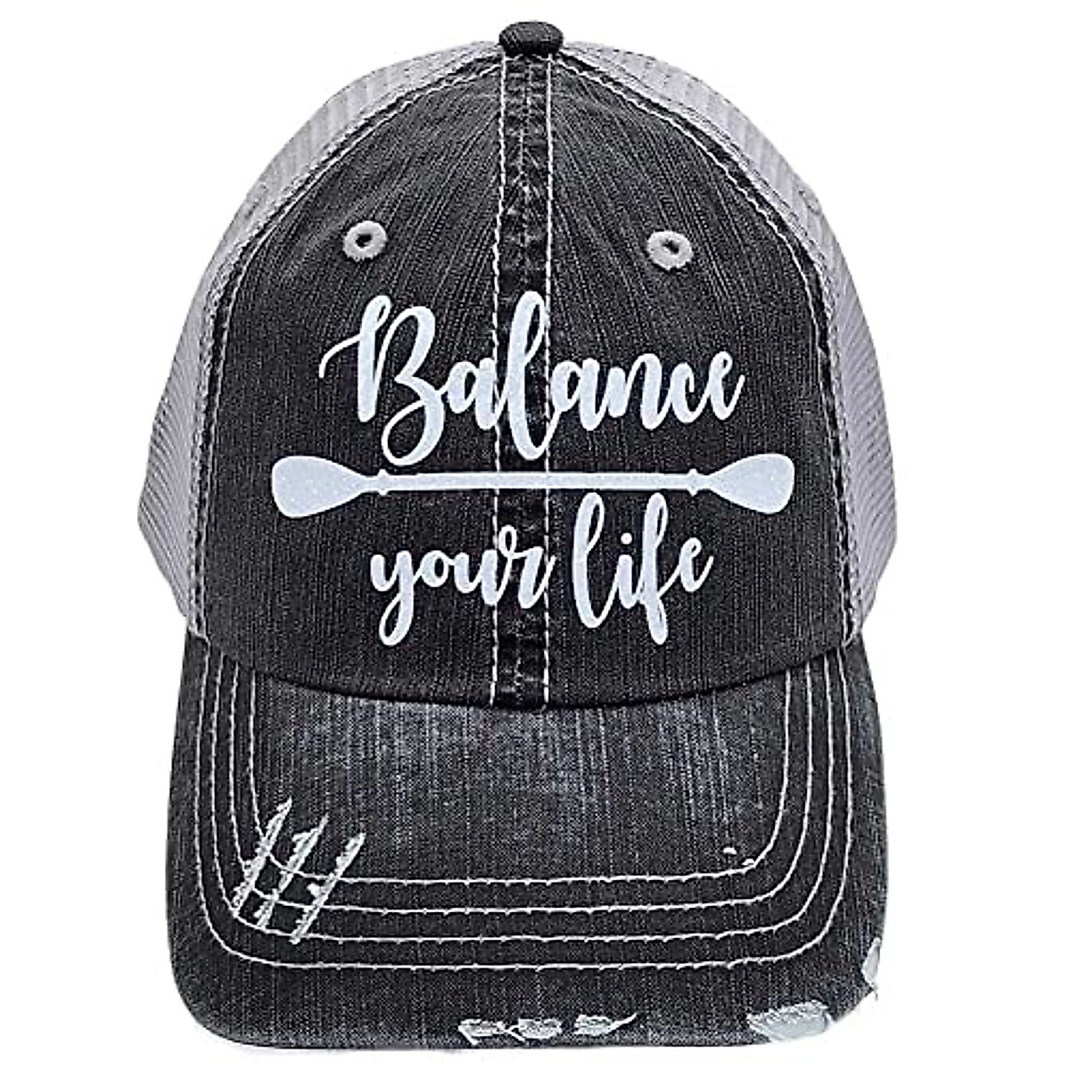 Women's Paddle Board Hats, Surfer Hats, Kayak Hats, Kayaking Hats, Paddling Hats Trucker Style Womens Hats (BHW-CP-Balance-Life)