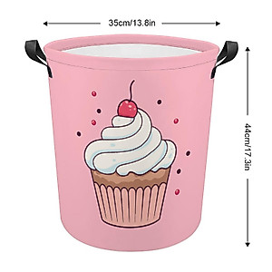 Cartoon Cup Cake Laundry Hamper with Handles Collapsible Storage Basket Laundry Basket One Size