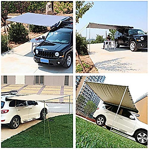 Yescom 6.6'x8.2' Car Side Awning Rooftop Pull Out Tent Shelter PU2000mm UV50+ Shade SUV Outdoor Camping Travel Grey