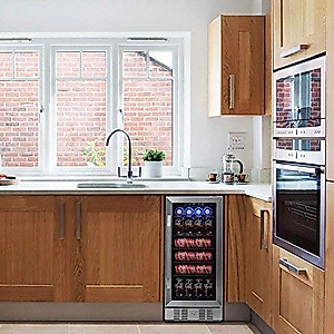 NewAir Beverage Refrigerator Cooler with 96 Can Capacity - Built-in Mini Bar Beer Fridge for Bedroom, Dorm, Office - Small Refrigerator Cools to 34F Perfect For Beer, Soda, And Drinks