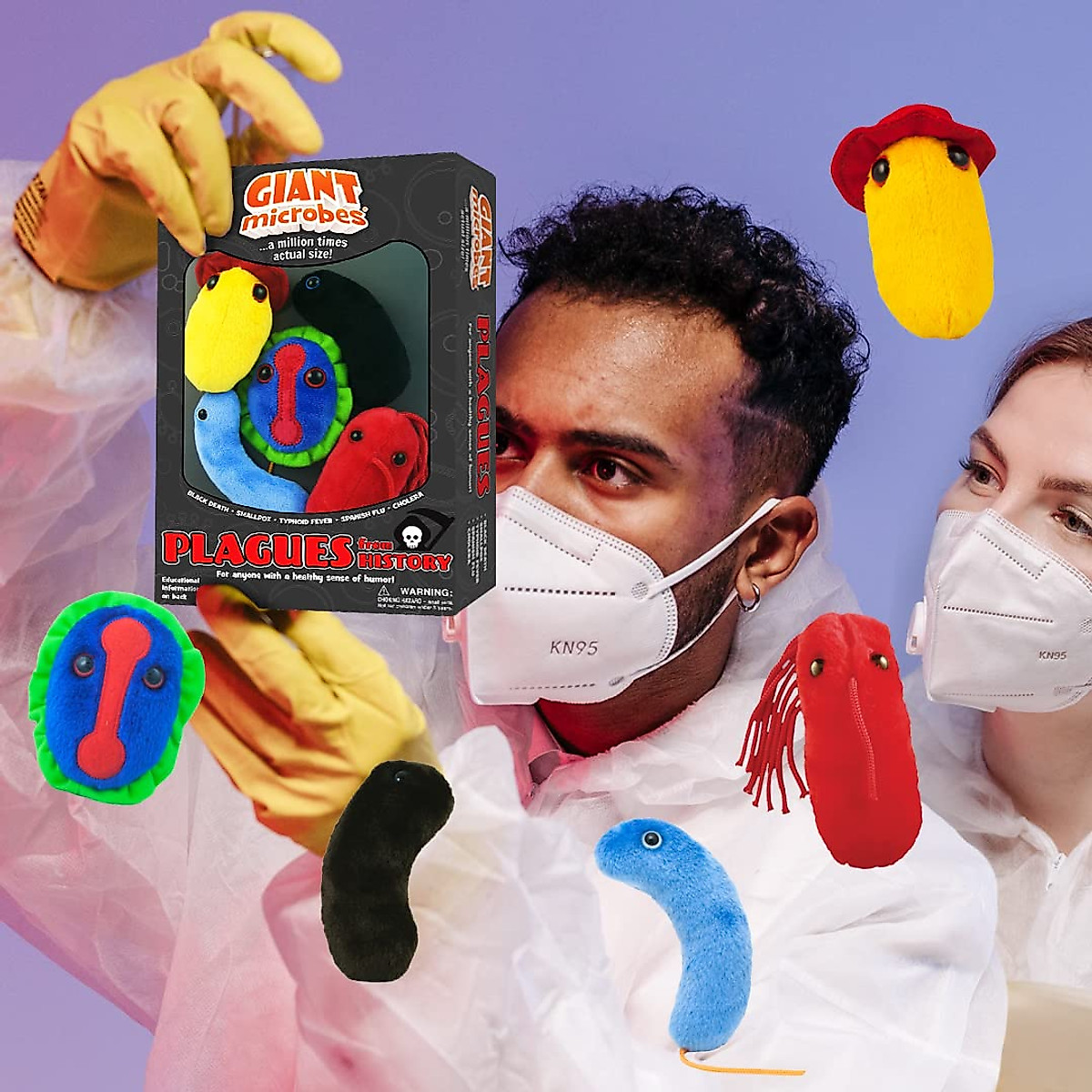 GIANTmicrobes Plagues from History Gift Box - Learn about Plagues and Pandemics with this 5-piece box set of plush microbes. Unique Educational Gift for Friends, Family, Scientists, Students, Healthcare workers and History Buffs