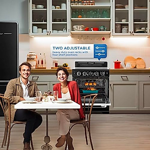 Unique Appliances UGP-30CR EC B Classic Retro Radiant Freestanding Electric Convection Oven Light, Range with 5-Element Glass Cooktop, 30", Midnight Black