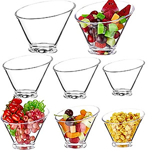 8 Pieces Angled Plastic Bowls Clear Serving Bowls Acrylic Candy Buffet Containers Round Salad Bowls for Party Dish Popcorn Ice Soup Snack Pasta Chips Fruit Prep, 14 oz 19 oz 24 oz 61 Oz, 4 Sizes