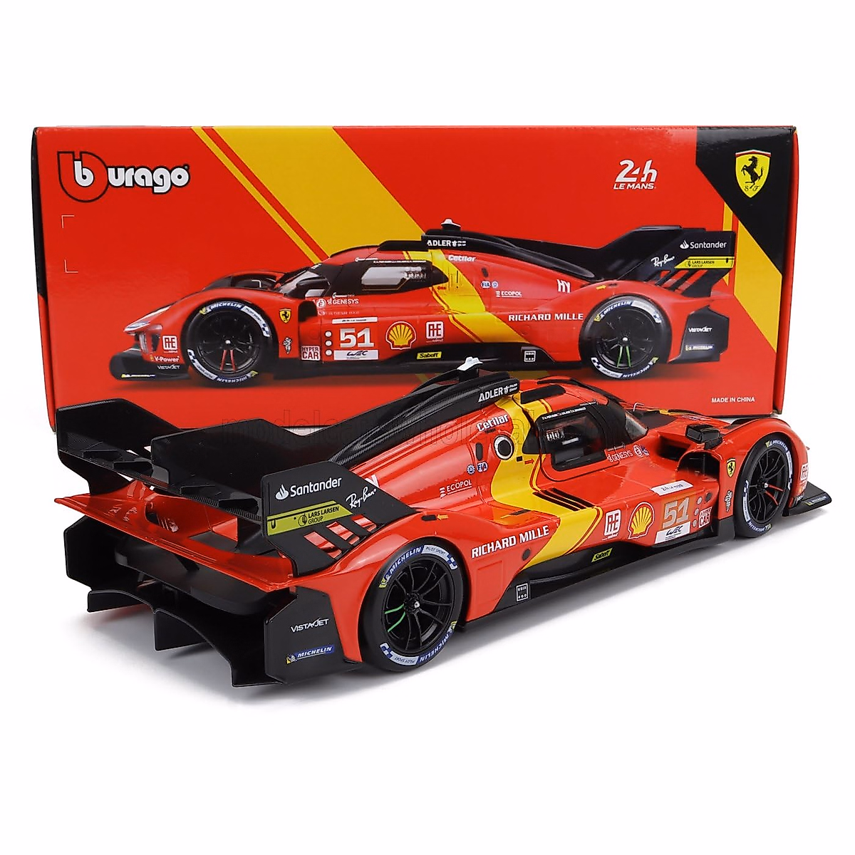 Bburago 2023 Ferrari 499P 3.0L Turbo V6 - Winner Le Mans in 1:18 Scale #18-16301