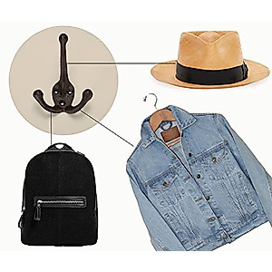 Ambipolar 5-Pack TriLeg Coat Hooks. Wall Mounted, Heavy Duty Decorative Black Wall Hooks for Mudroom, Hat Rack, Purse Hooks. Cast Iron Decorative ‎Antique Black Hooks