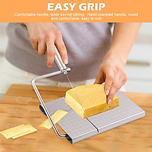 Cheese Slicer, Stainless Steel Cheese Cutter Board with 10 Wires And 25 Baking Oil Paper,Heavy Duty Adjustable Cheese Cutter Board,Cheese Slicer Cutter for Block Cheese
