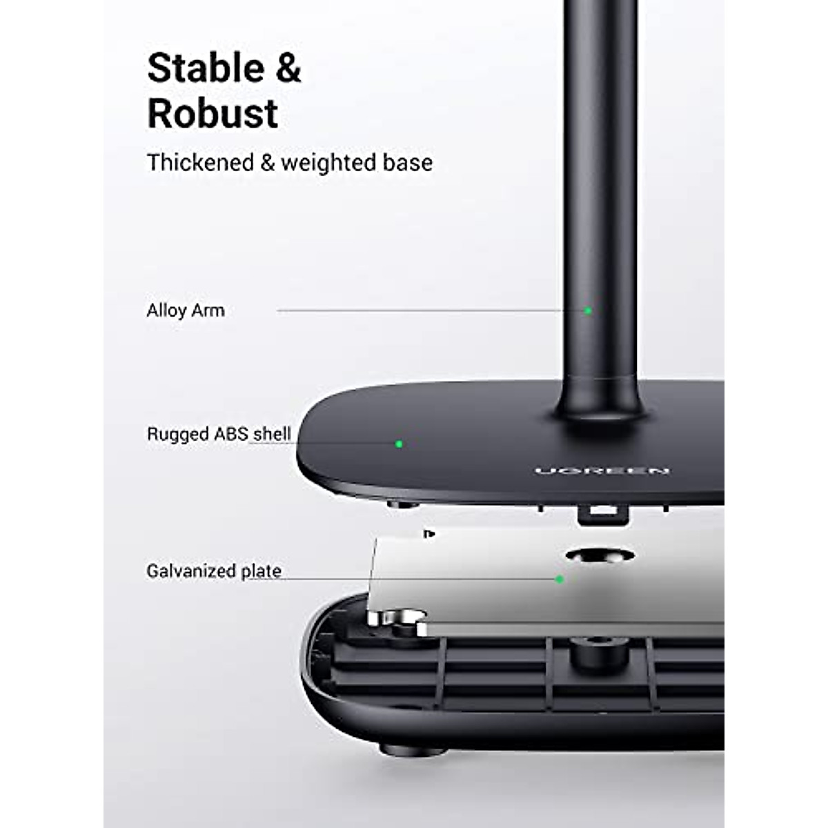 UGREEN Cell Phone Stand for Desk Adjustable Phone Holder Cradle Office Desk Accessories Weighted Base Compatible with iPhone 14 Pro Plus 13 12 Pro Max 11 SE XS XR Samsung Galaxy S23 Black