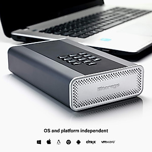 iStorage diskAshur DT2 1TB Secure encrypted portable desktop hard drive, FIPS Level 2 certified - Password protected, dust and water resistant, military grade hardware encryption IS-DT2-256-1000-C-G