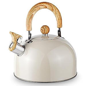 VARLEAS Whistling Tea Kettle for Stovetop, Surgical-Grade Stainless Steel Tea pot Kettles with Stay-Cool Ergonomic Handle, 2.6 Quart Rapid Boiling Teapot for Home Kitchen - Milk White