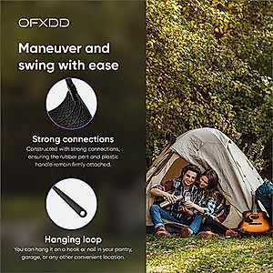 OFXDD Rubber Fly Swatter, Long Fly Swatter Pack, Fly Swatter Heavy Duty, Black Color (3 Pack)