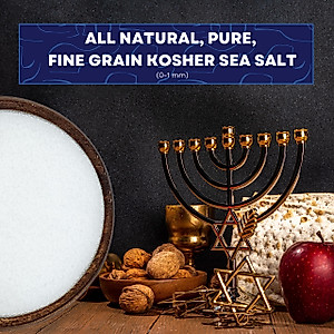 Kosher Sea Salt, Fine Grain Kosher Salt, Replacement for Table Salt, Non-Iodized, All-Natural, No Additives (14 oz Bag) - Sea Salt Superstore